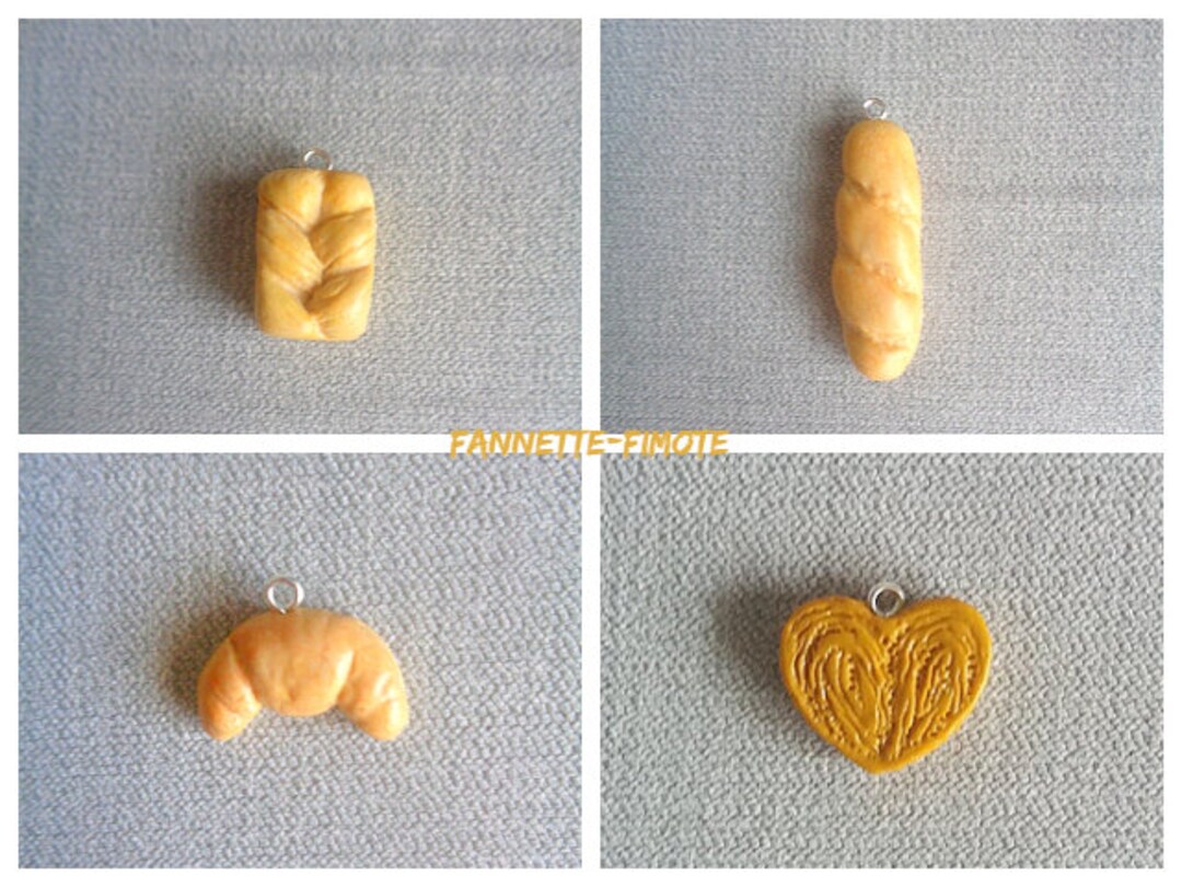 Charm or Breloque Gourmet Pastries: Brioche, Baguette of Bread ...
