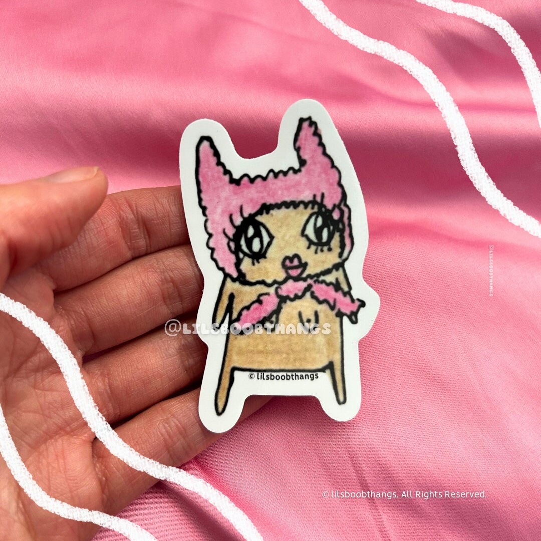 Kawaii Blob Sticker Pink Cat Beanie Sticker Women's - Etsy