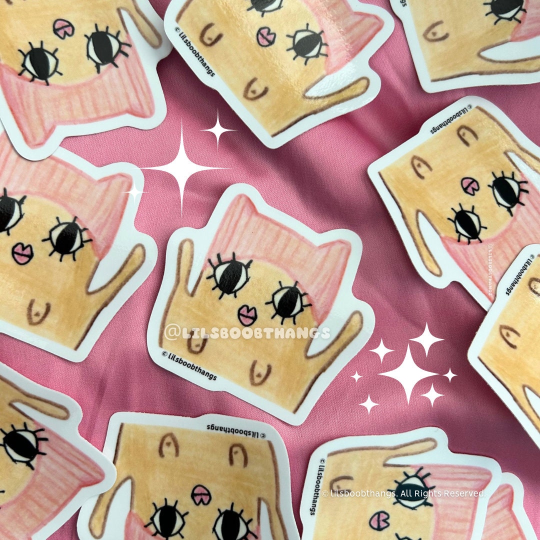 Kawaii Blob Sticker Pink Cat Beanie Sticker Women's - Etsy