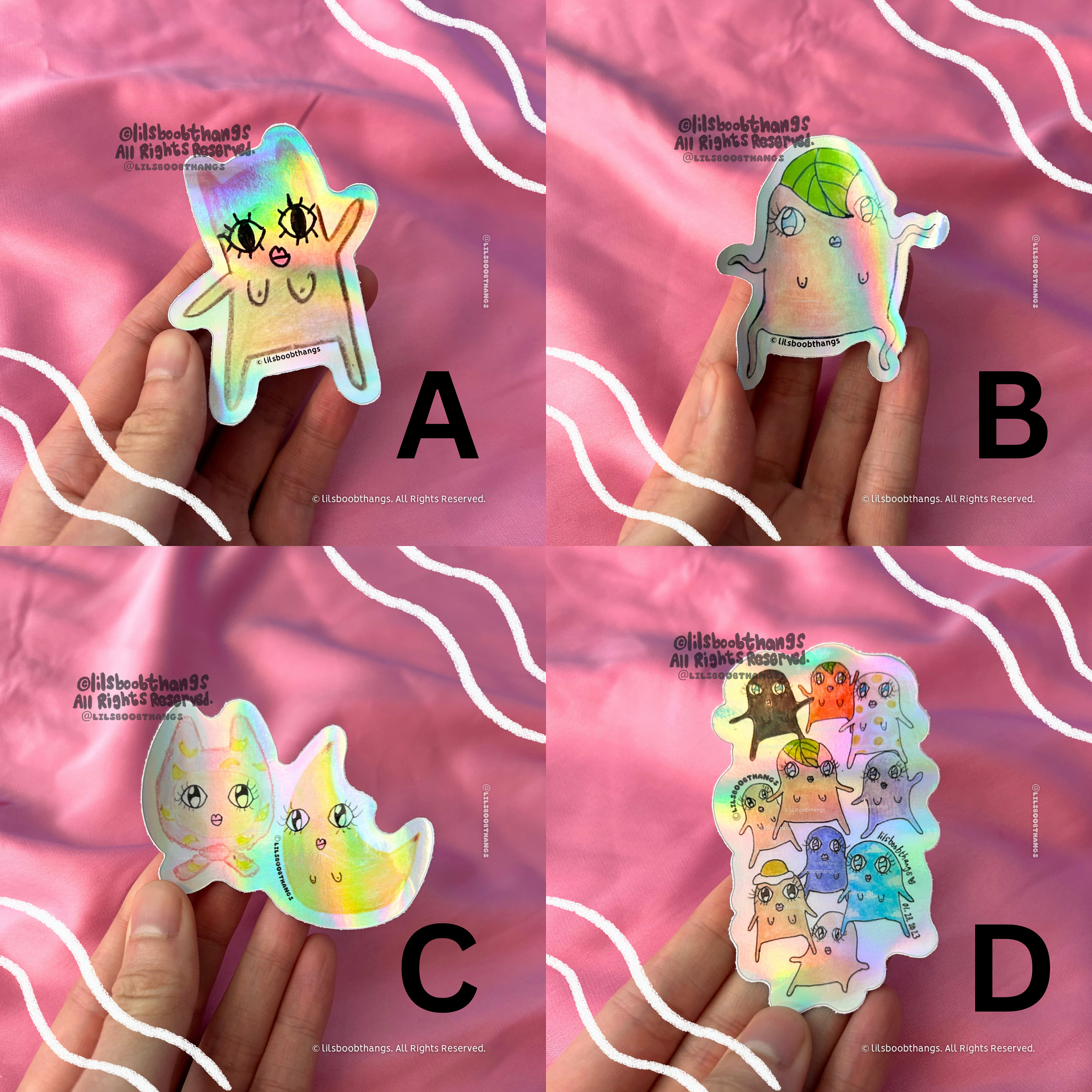 Holographic Sticker Kawaii Sticker Bundle Kawaii Blob - Etsy