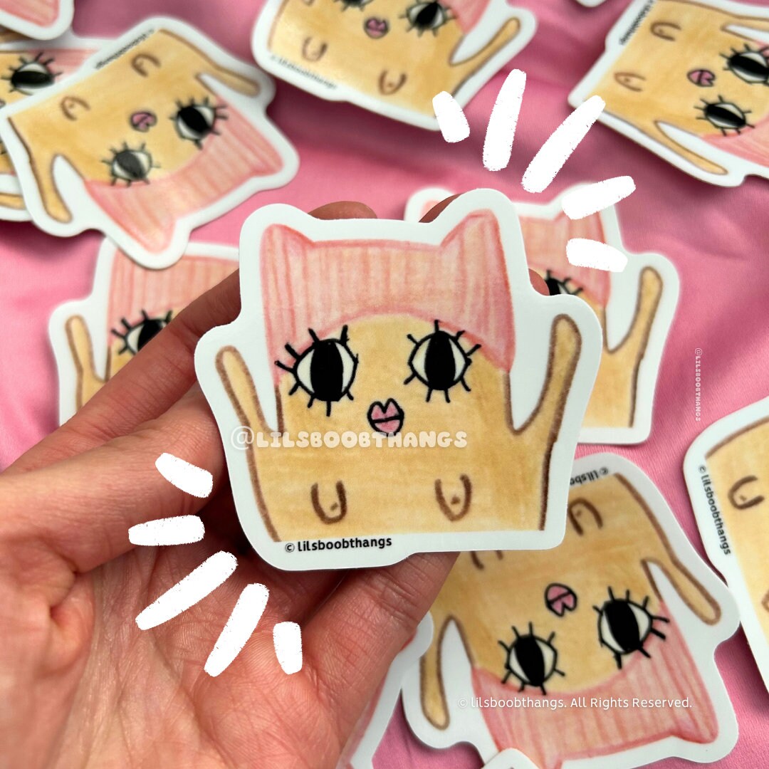 Kawaii Blob Sticker Pink Cat Beanie Sticker Women's - Etsy