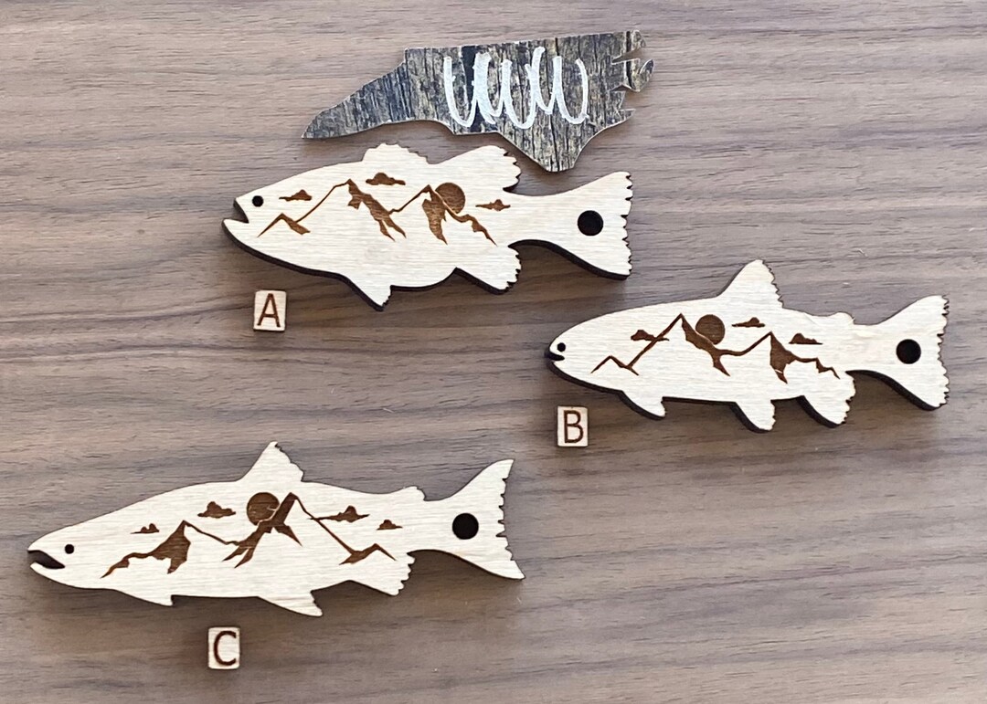 Bass, Trout and Salmon Mountain Scene Key Chain or Jewelry Blank - Etsy