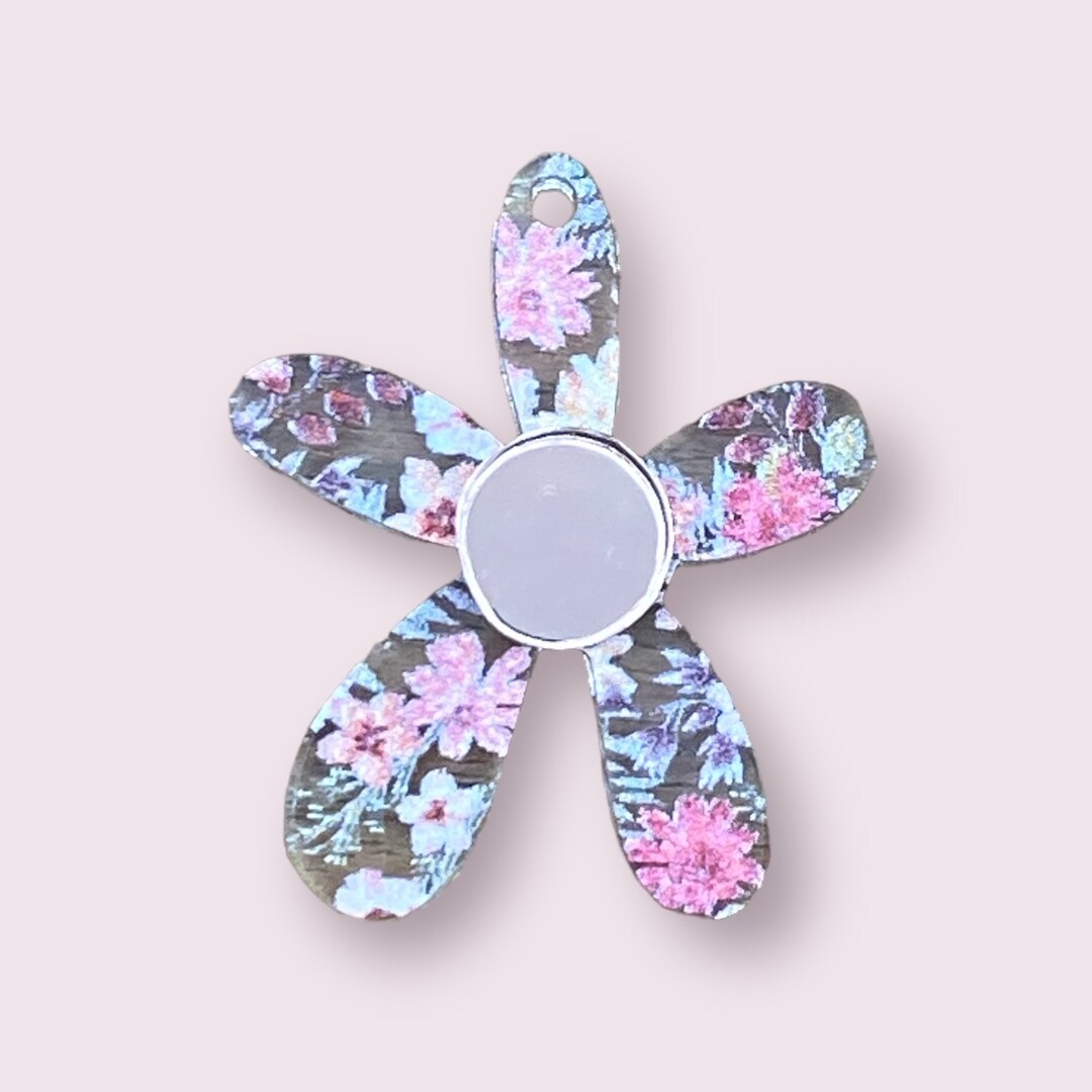Pink Floral Acrylic Flower With Rose Gold Mirror Acrylic Middle PAIRS ...
