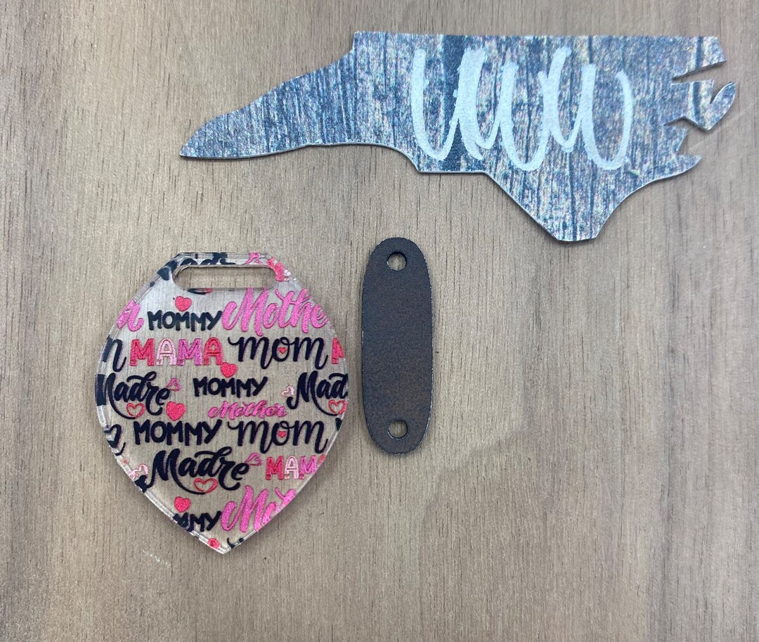 Mom Acrylic Dangle and Faux Leather Tab PAIRS - Etsy