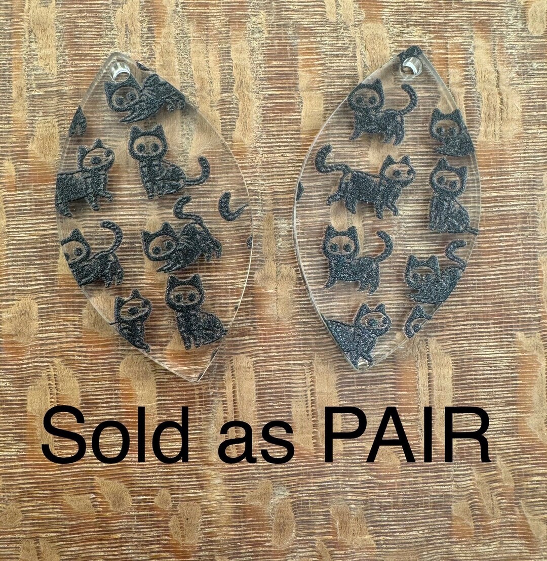 Skeleton Cat Dangle PAIR - Etsy