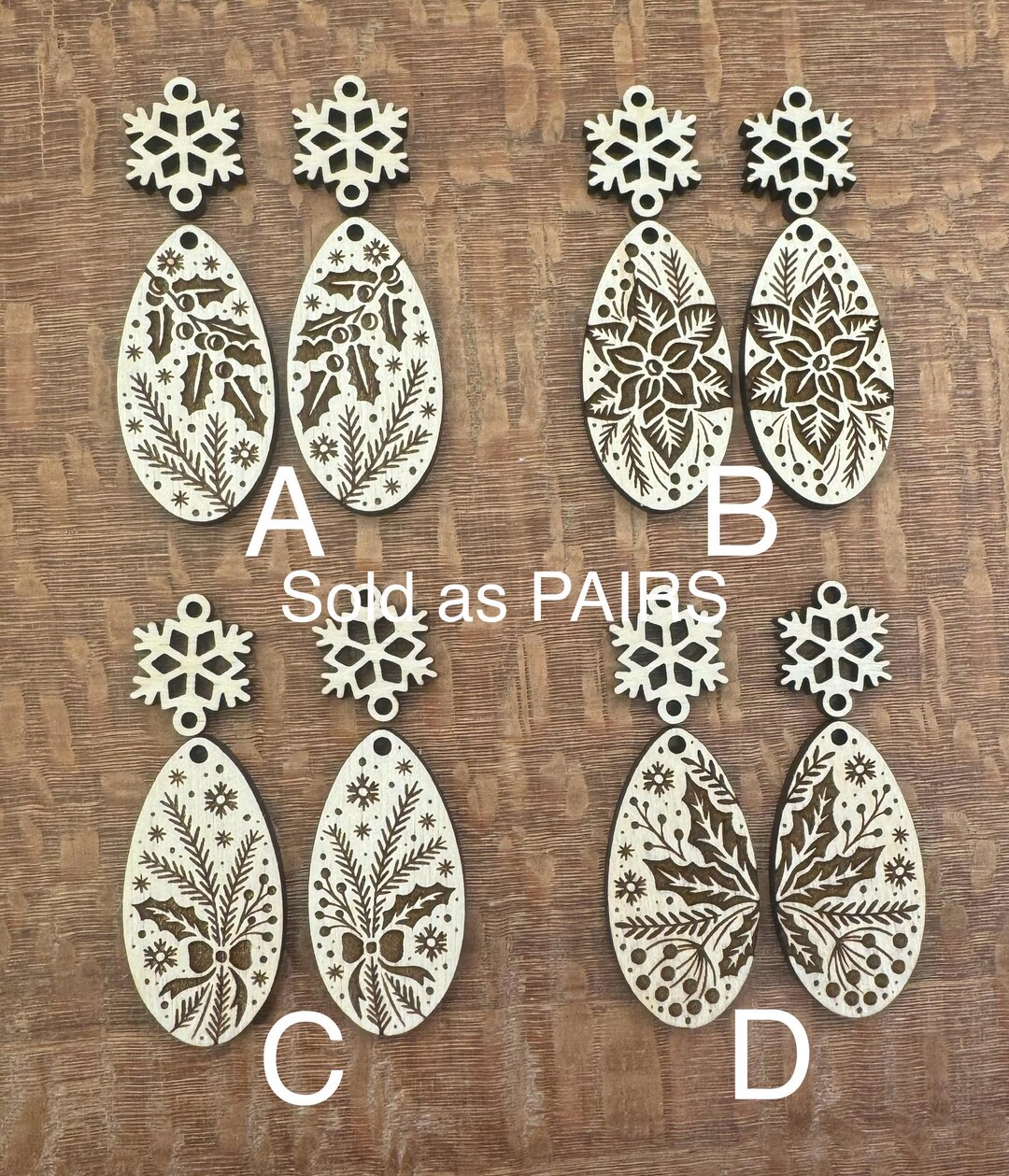 Winter Theme Dangles With Snowflake Connector PAIRS - Etsy