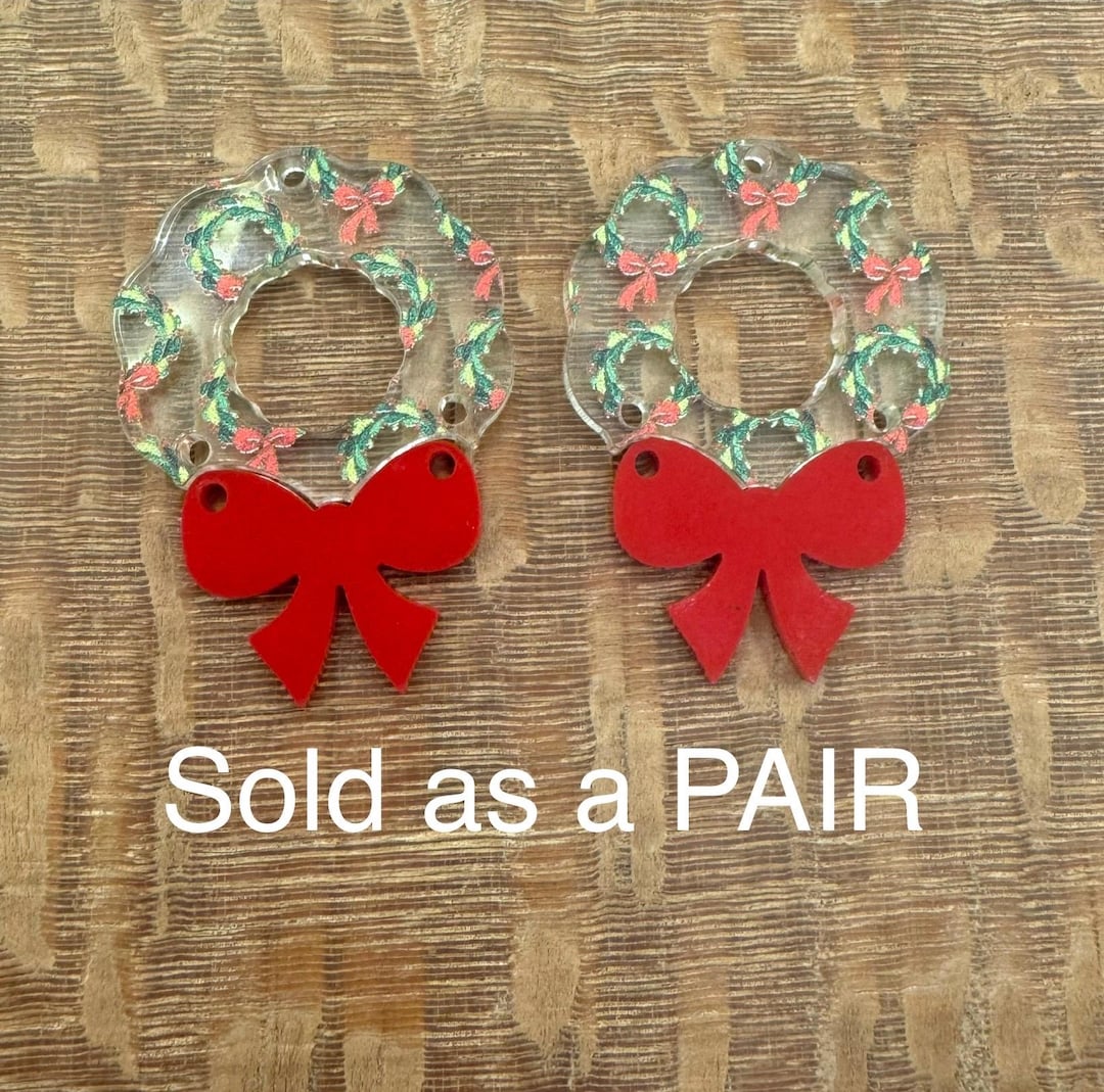 Christmas Wreath Shape in Wreath Pattern Acrylic Dangle PAIRS - Etsy