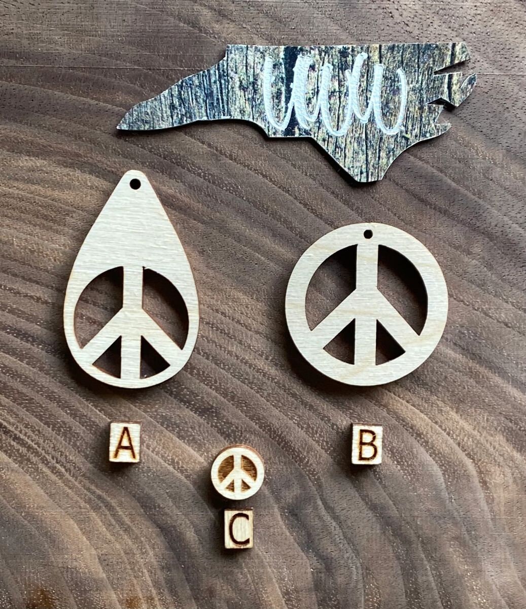 Peace symbol teardrop round and stud | Etsy