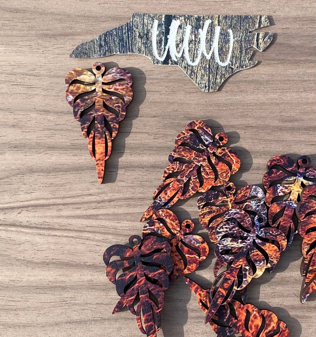Rust Pattern MDF Leaf Shape and Round PAIRS - Etsy
