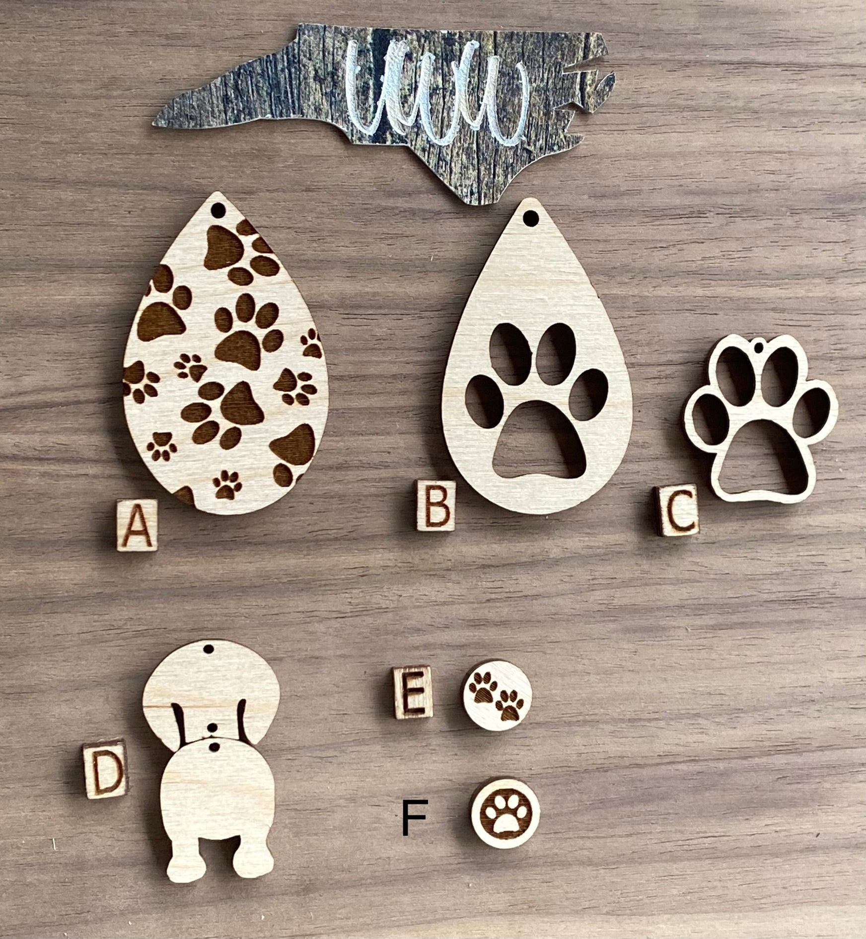 Paw Print Teardrop Dangle Stud and 2 Piece Dog Dangle - Etsy