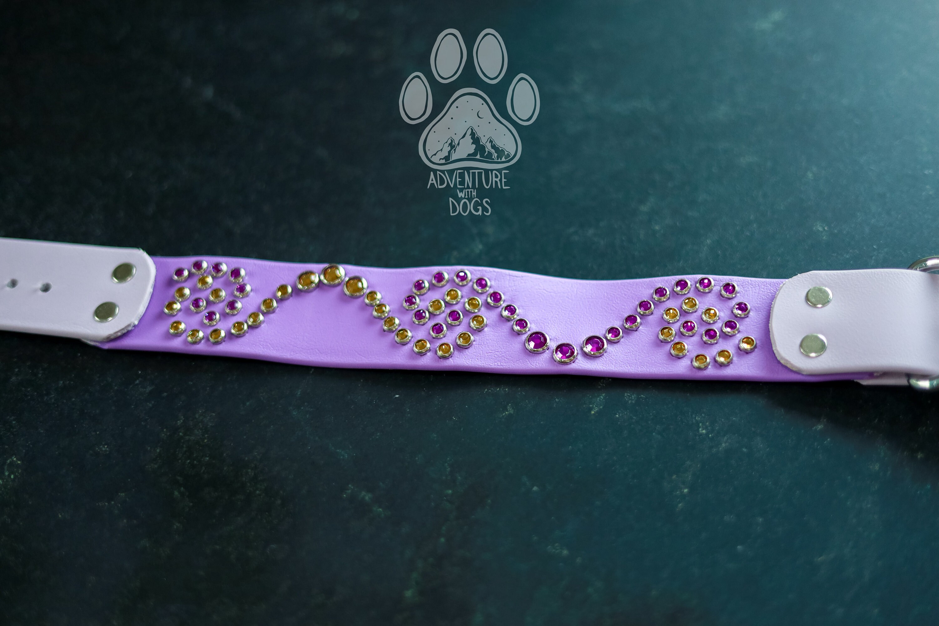 PREMADE 1.5 Biothane Bling Collar 14-18.5 Neck Size Rhinestone Dog ...