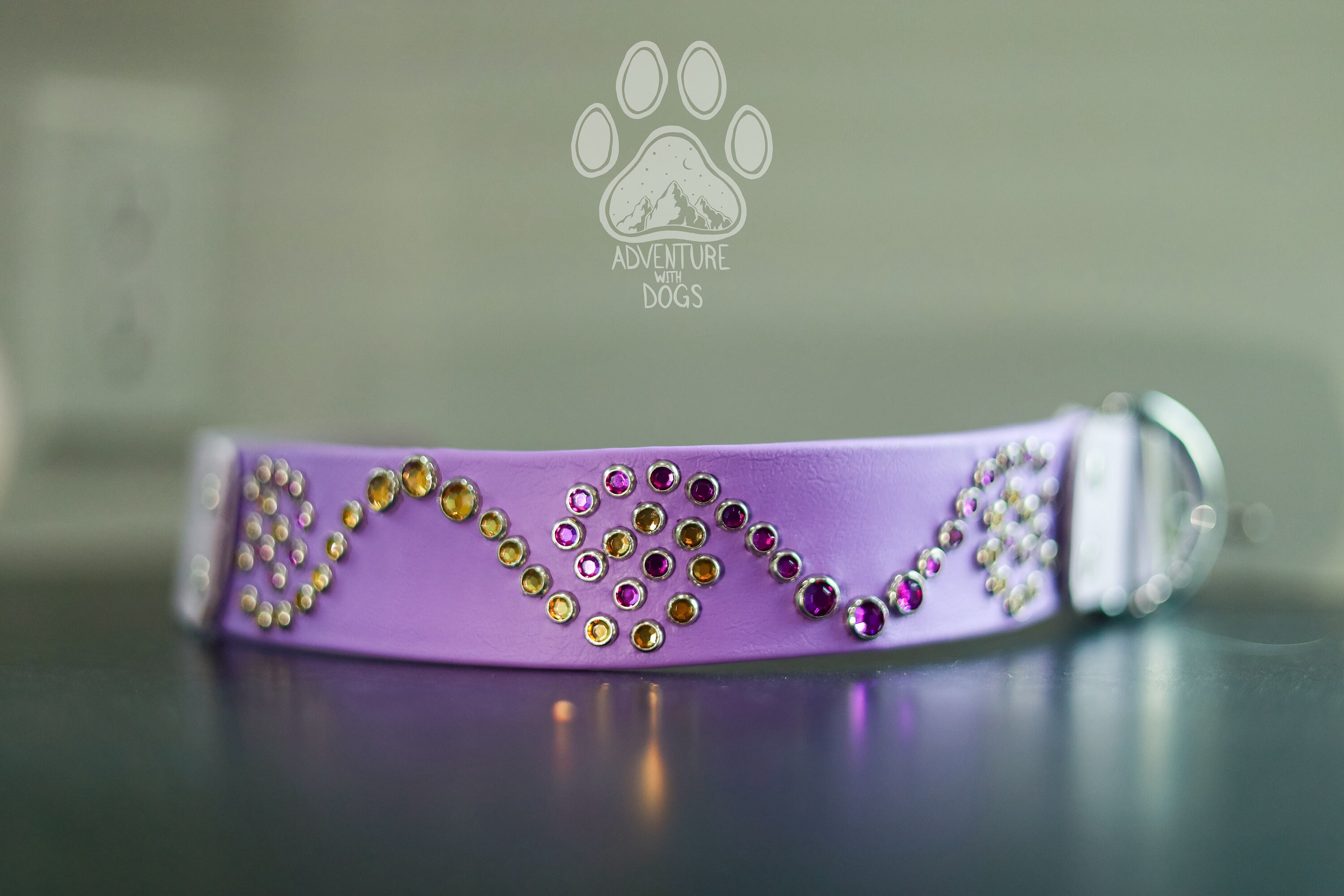 PREMADE 1.5 Biothane Bling Collar 14-18.5 Neck Size Rhinestone Dog ...