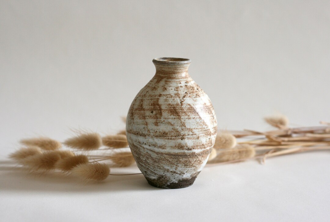 Handmade Cream Ceramic Bud Vase | Small Pottery Vase | Miniature Vase | Japanese Style Pottery ...