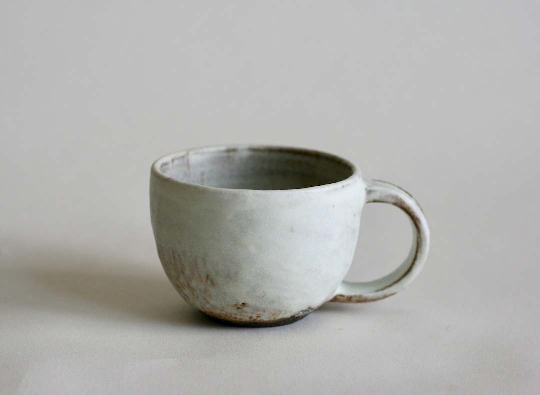 White Small Ceramic Cup | Espresso Cup With Handle | Japanese Style ...