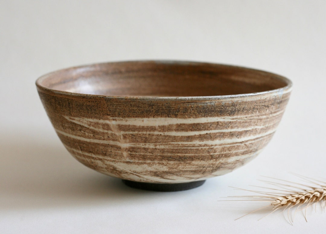 Handmade Beige Ceramic Bowl | Pottery Salad Bowl | Serving Bowl ...