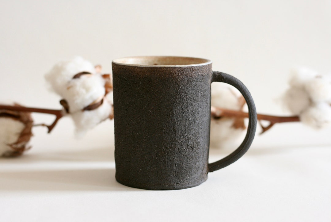 Handmade Black Ceramic Mug | Japanese Style Coffee Mug - Etsy