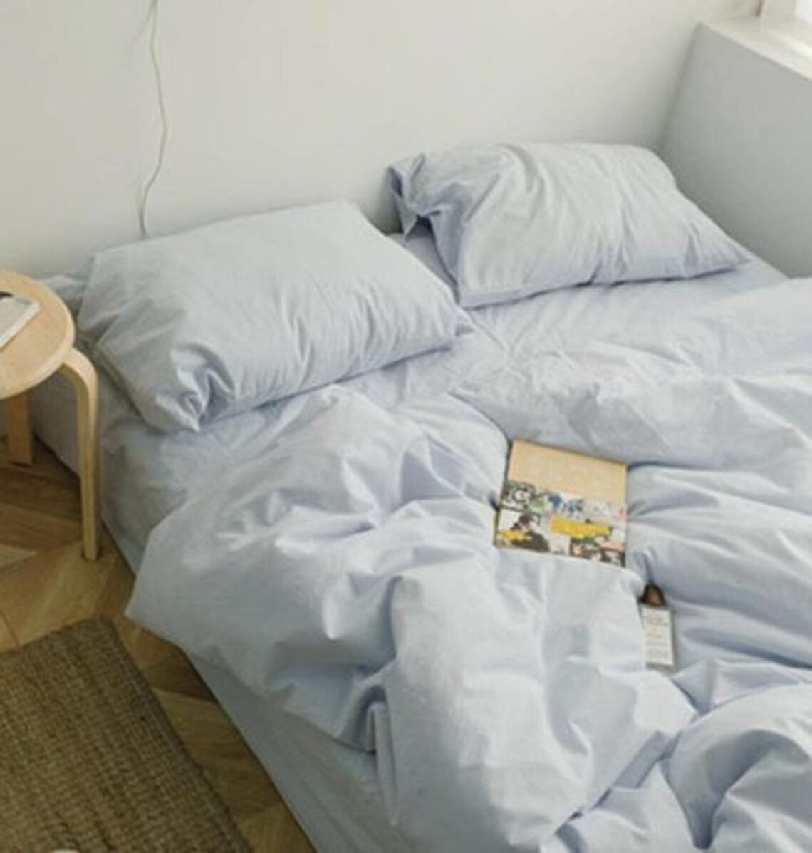 3 Pc Pastel Bedding Set Pastel Blue Color Cotton Duvet Cover - Etsy