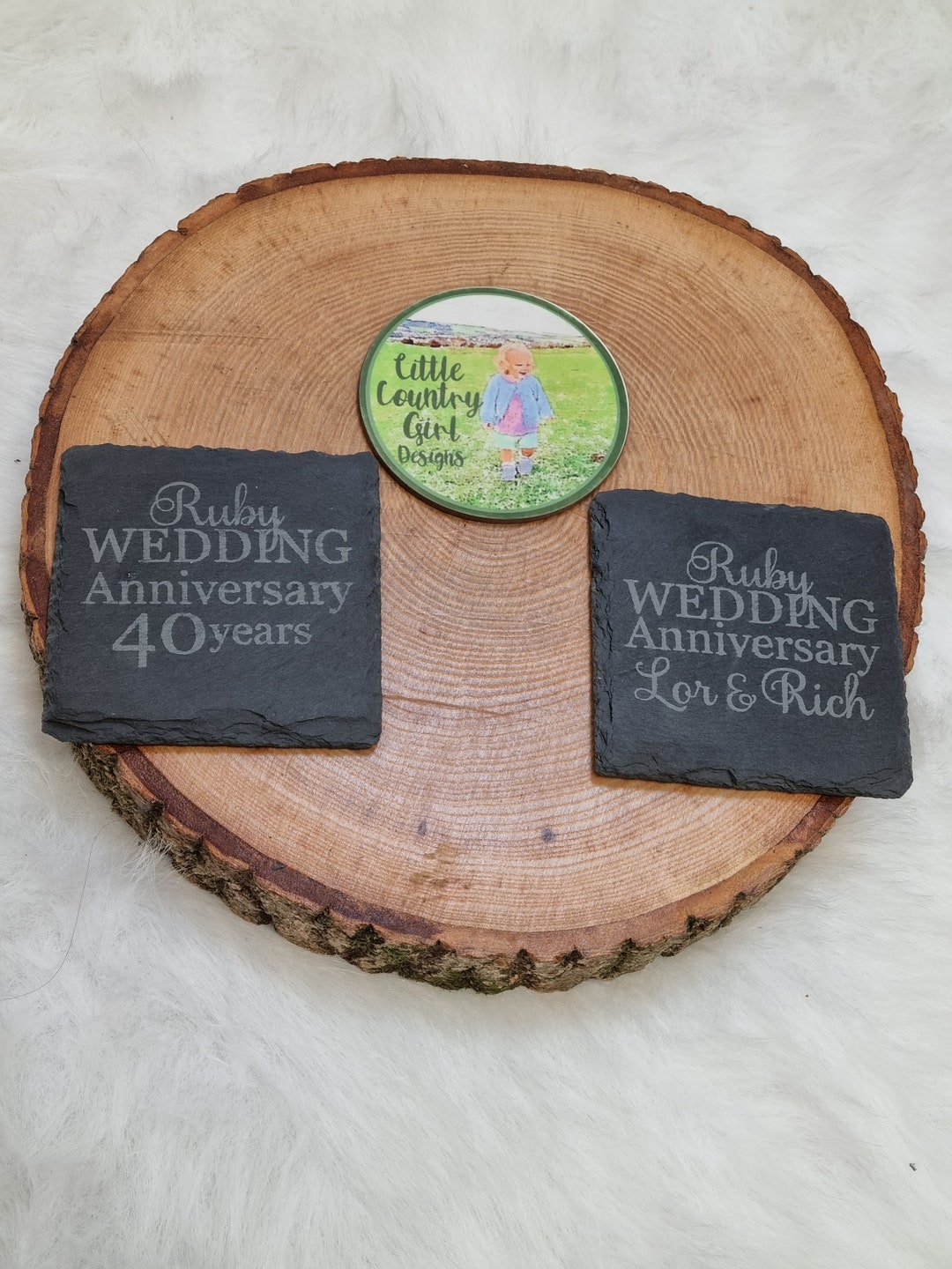 Personalised Etched Anniversary Slate Coasters. Silver Wedding/ruby ...
