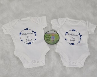 Hello World I'm Name Personalised Baby Vest Name 2020 Pink blue New ...
