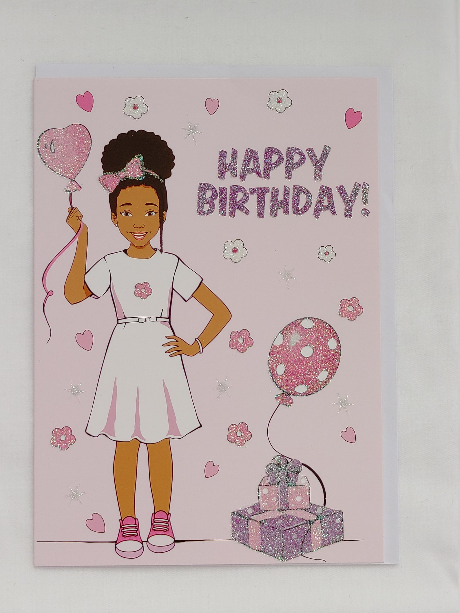 Happy Birthday Glitter Pink and Purple African American Girl Book ...