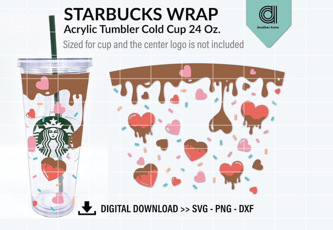 Valentines SVG for Acrylic Cold Cup Wrap Chocolate and Honey Drip SVG ...