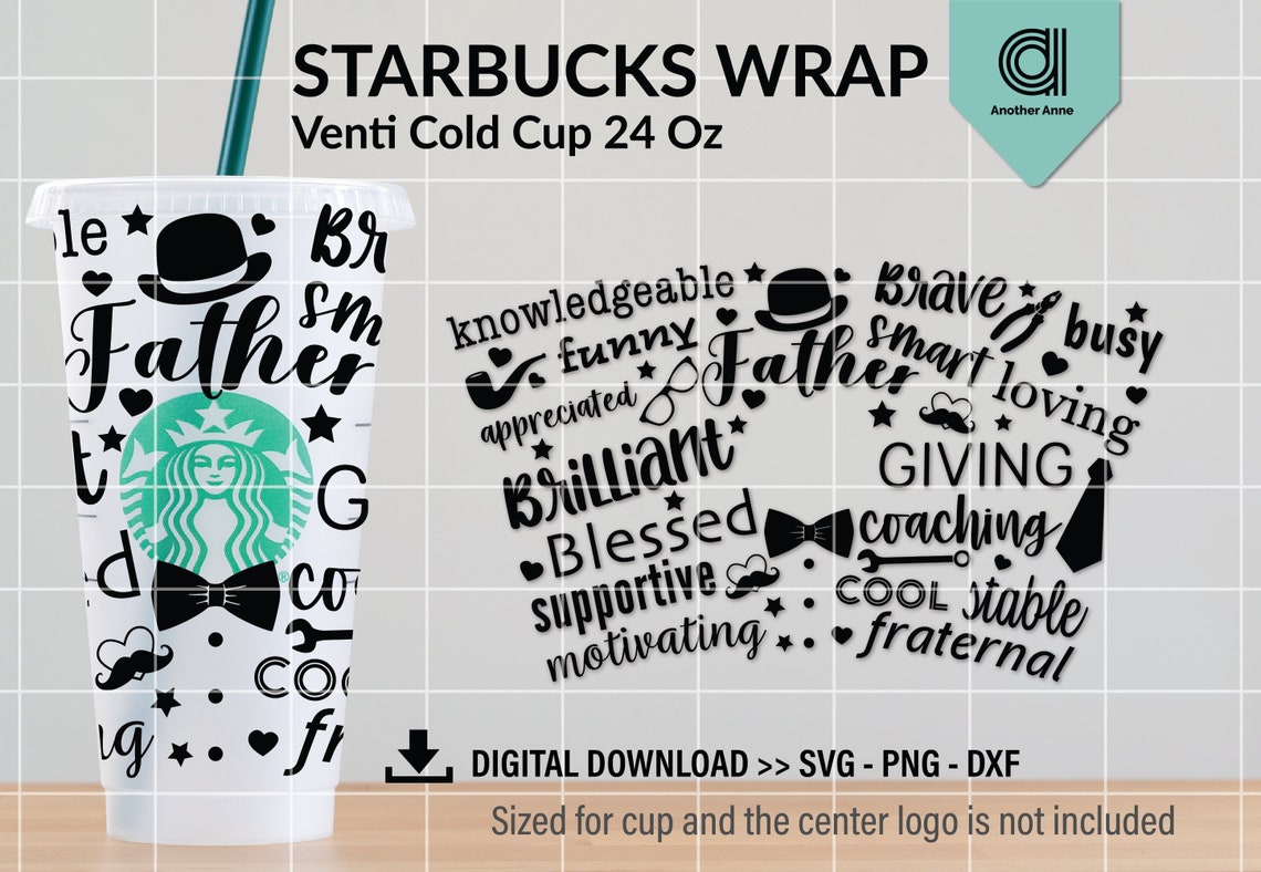 Father SVG for Venti Cold Cup Wrap | Gift for Dad SVG for DIY 24oz ...