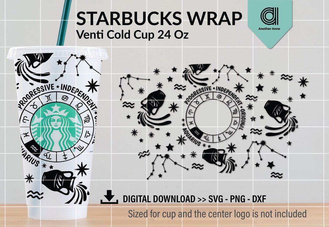 Aquarius SVG for Coffee Cup Full Wrap Design for Cricut Zodiac ...
