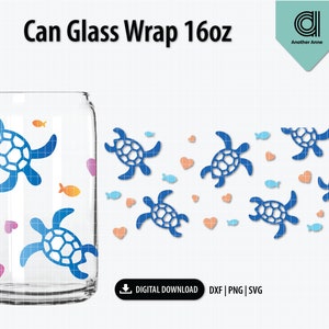Sea Turtles SVG Sea Animals Svg for Libbey Glass Wrap 16oz Coffee ...