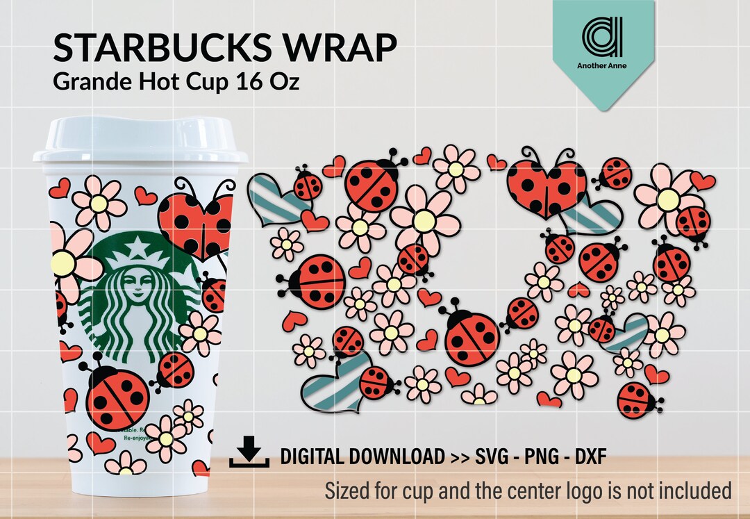 Ladybugs SVG for Grande Hot Cup Wrap Spring Floral Ladybirds SVG Design ...