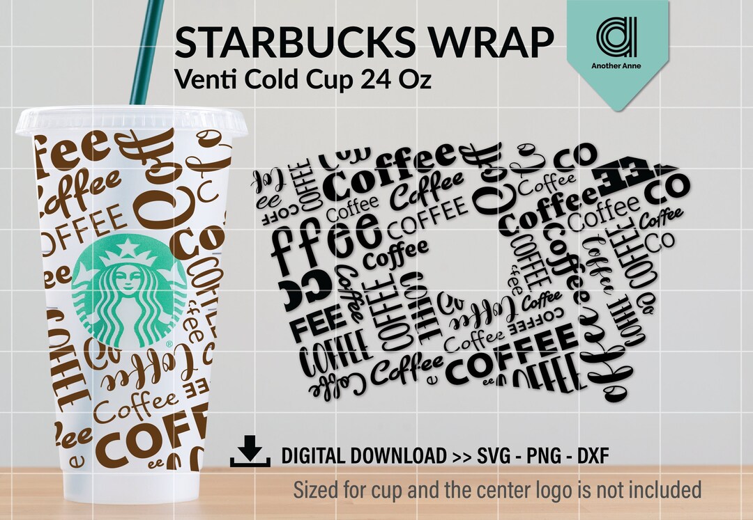 Coffee Typography Letters SVG for Venti Cold Cup Wrap | Coffee Text ...