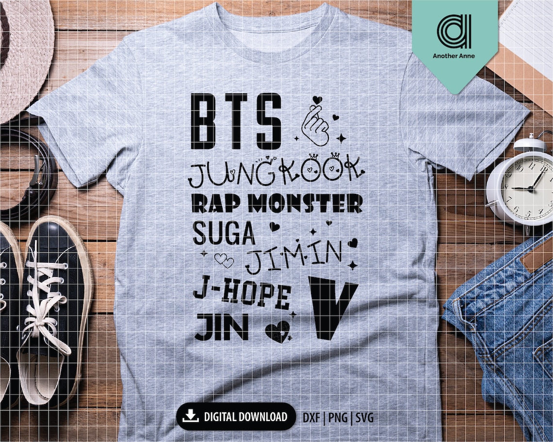 All BTS Member Names SVG BTS Svg Gift for Friends Gift - Etsy