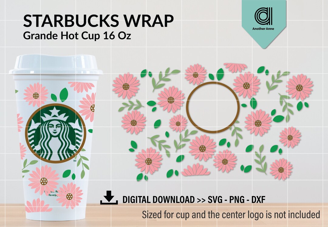 Little Pink Gerbera Daisies SVG for Grande Hot Cup Wrap Seamless Daisy ...