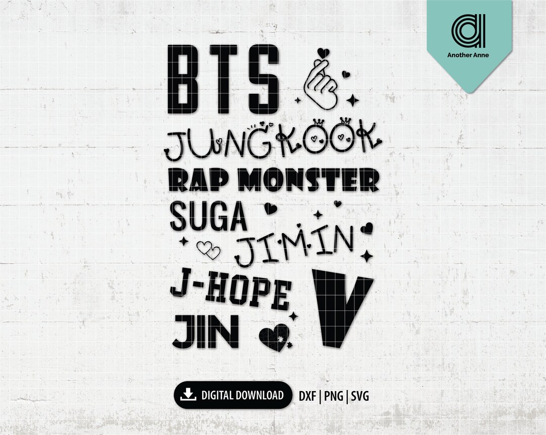 Alle namen van BTS-leden SVG BTS-svg Cadeau voor vrienden Cadeau voor ...