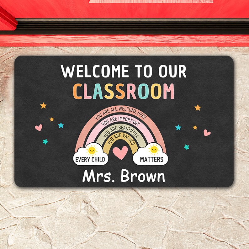 Custom Doormat for Classroom Teacher Back to School Welcome Mat With ...