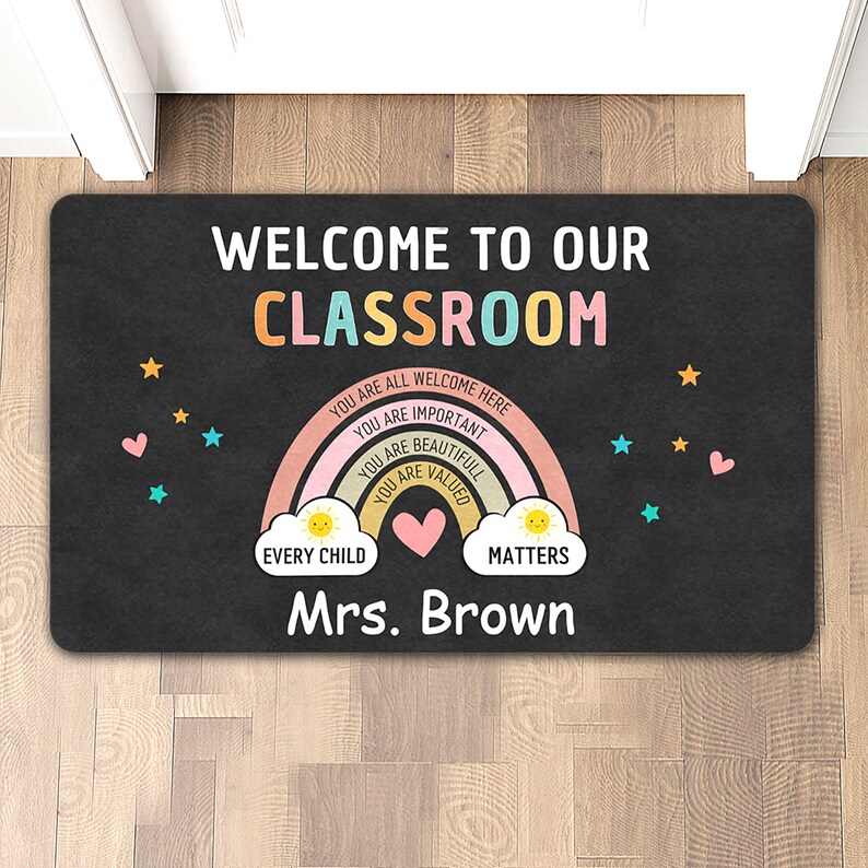 Custom Doormat for Classroom Teacher Back to School Welcome Mat With ...