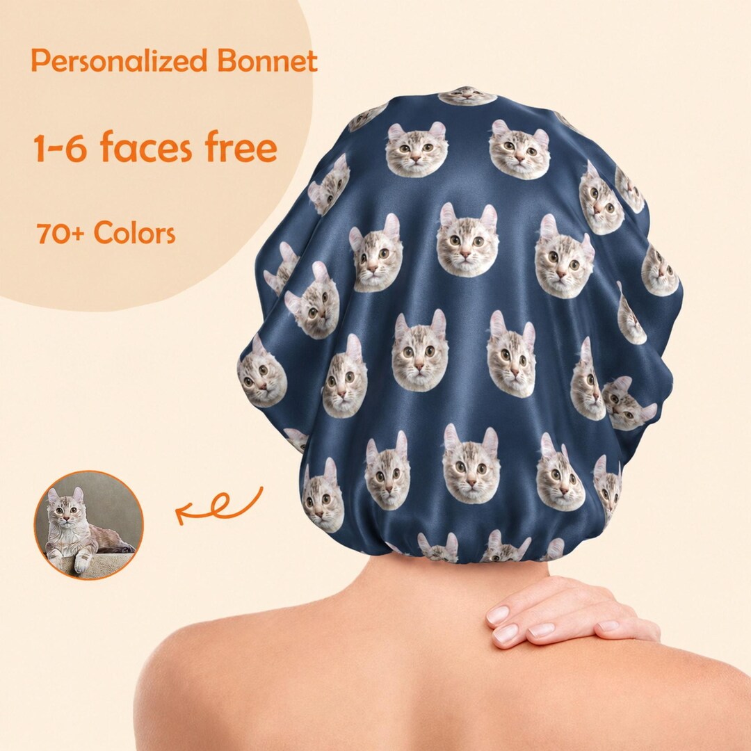Custom Satin Bonnet With Cat Photo for Cat Lovers - Etsy