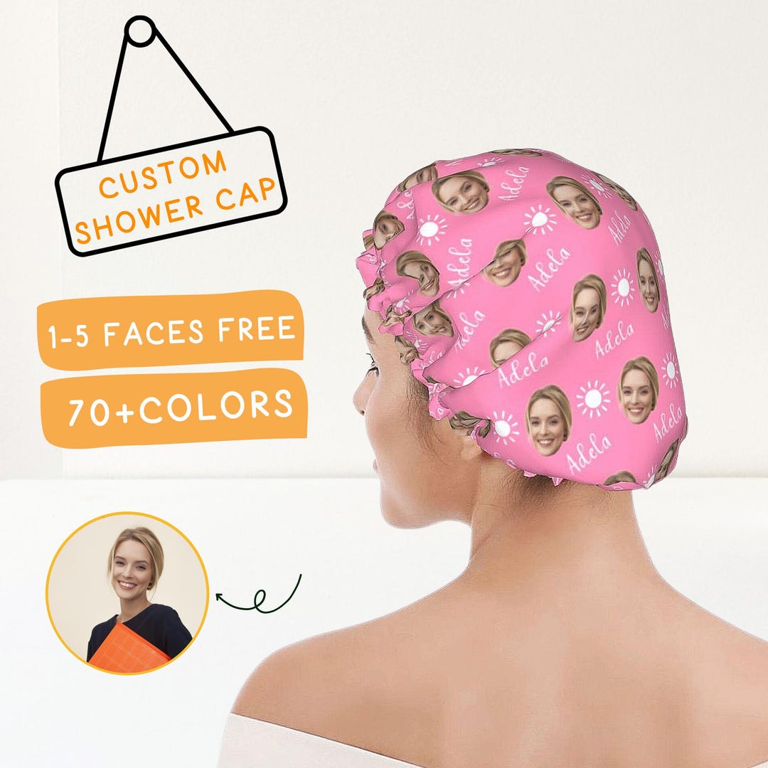 Custom Face Shower Cap Waterproof Double-layer Bonnet Soft Quick-dry ...
