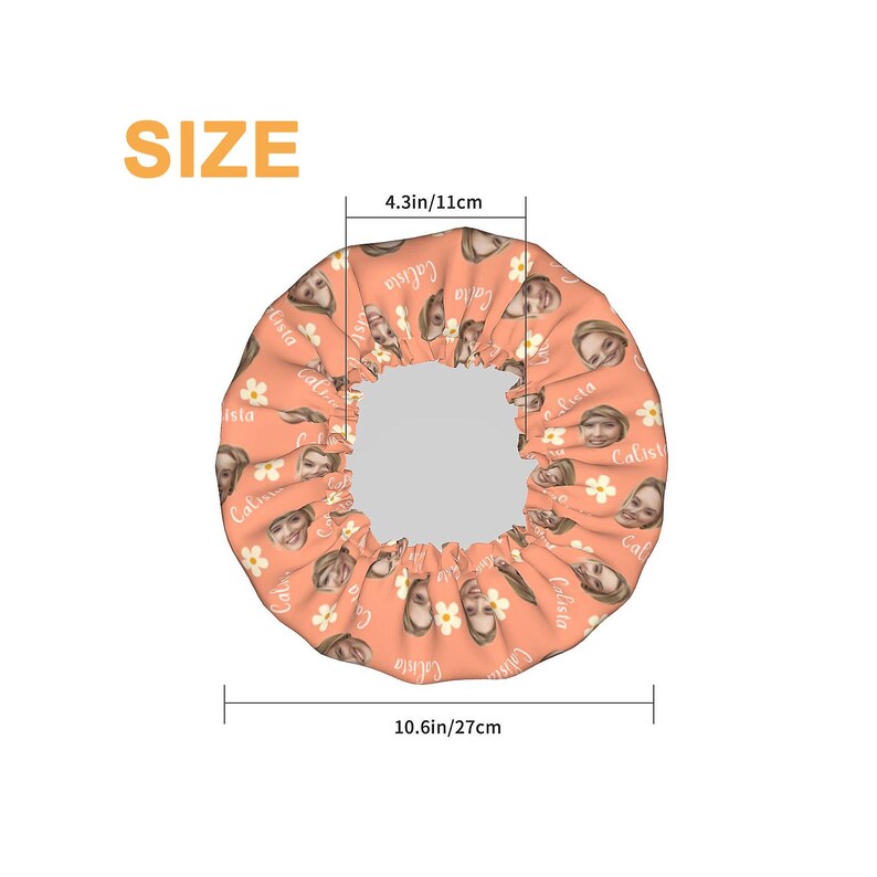 Custom Orange Floral Shower Cap Double-layer Waterproof Hair Bonnet ...