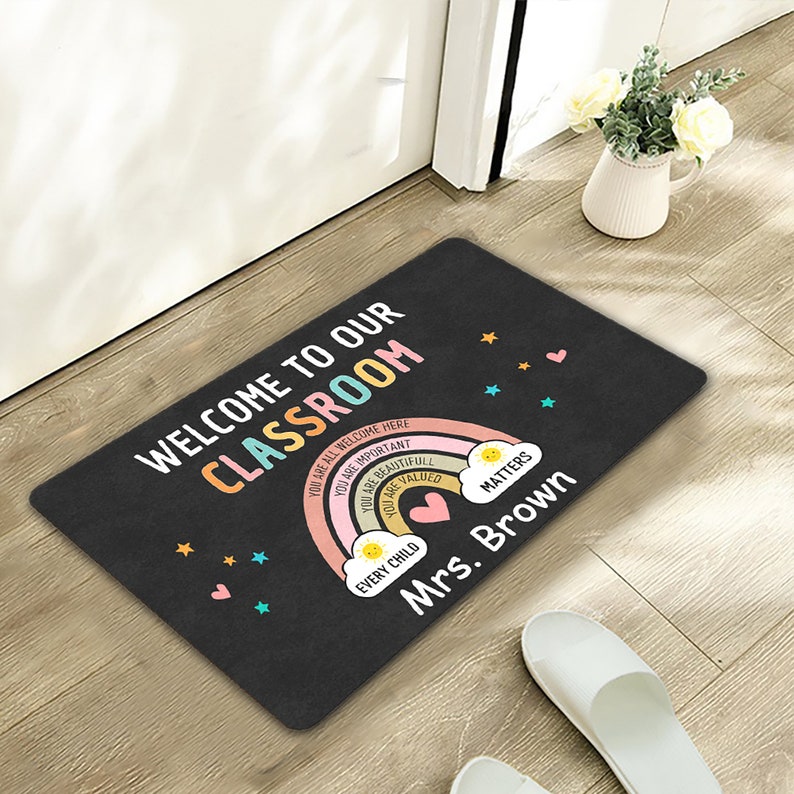 Custom Doormat for Classroom Teacher Back to School Welcome Mat With ...