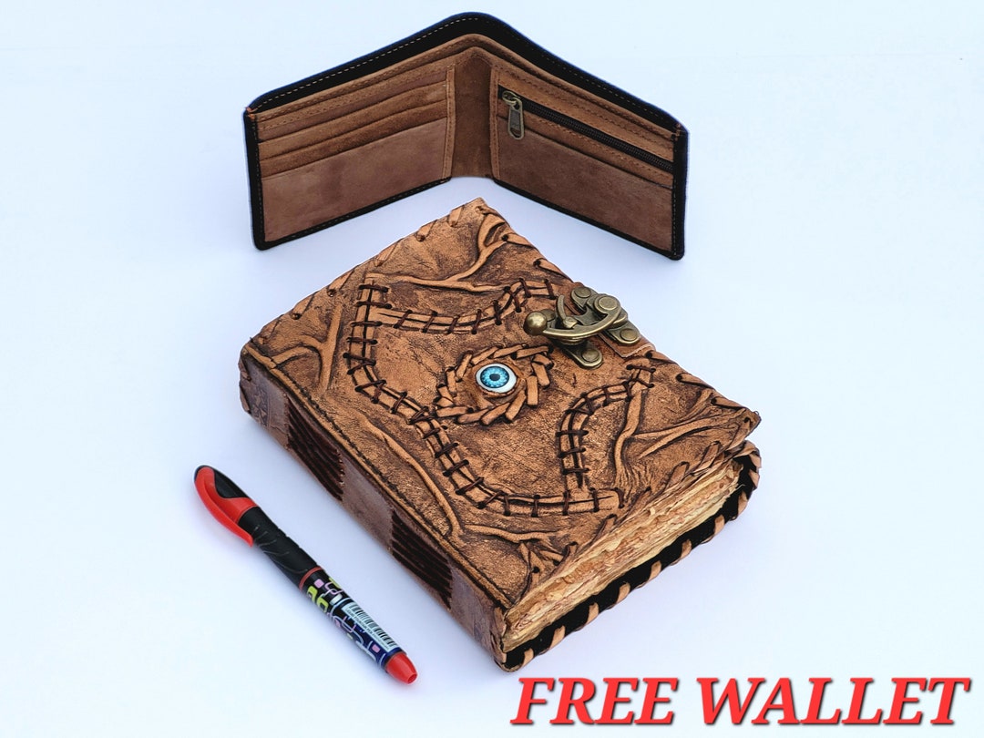 Hocus-pocus Evil Eye Leather Journal Notebook Brass C - Etsy