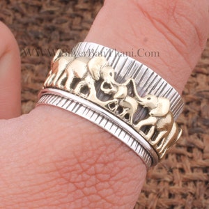 Elephant Design Spinner Band Ring 925 Sterling Silver Spinner Ring ...