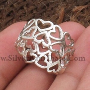 Designer Heart Band Silver Ring 925 Sterling Solid Silver Band Ring ...