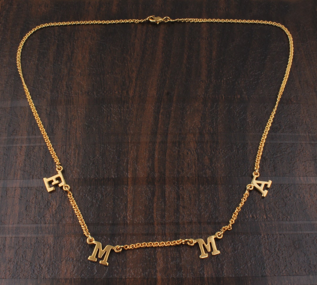Letter Word Necklace Personalized Handwriting Necklace 14k Gold Pleated ...