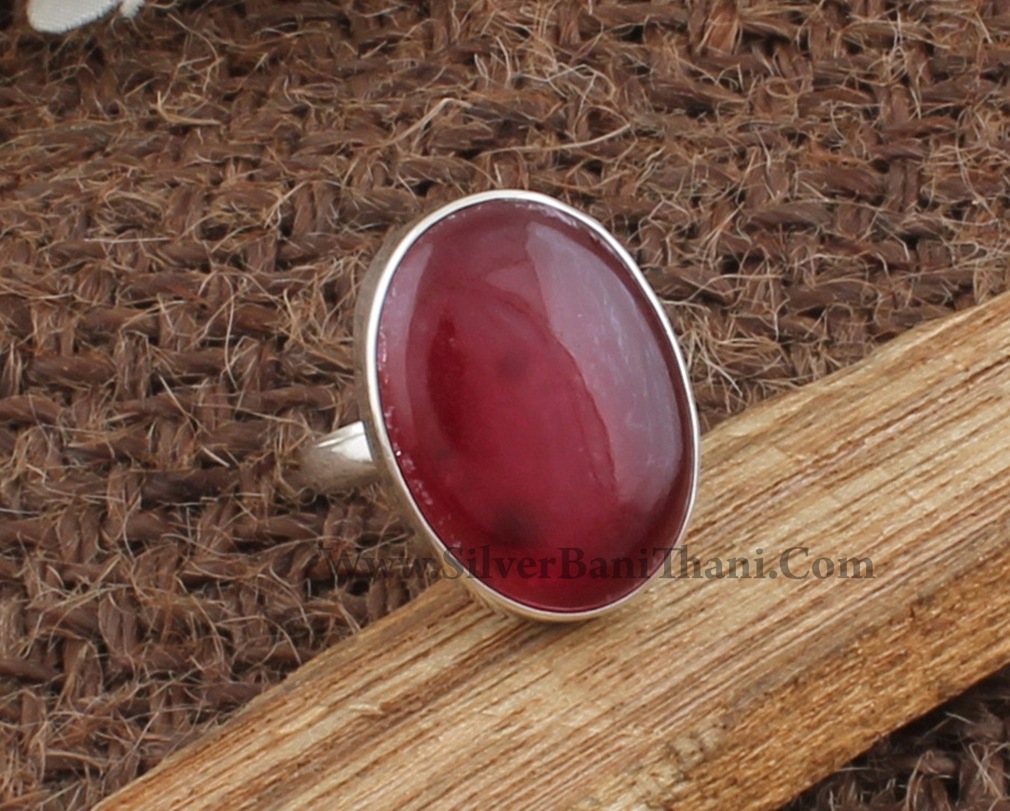 Red Jade Oval Shape Gemstone Silver Ring 925 Sterling Solid | Etsy