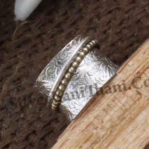Spinner Ring, Two Tone Band Ring, Handmade Band Ring, Antique Spinner ...