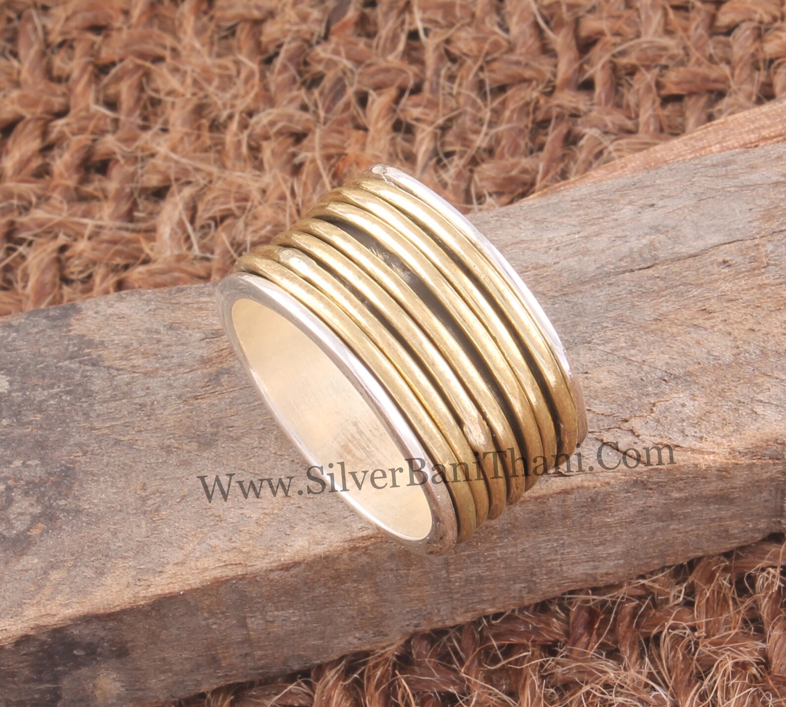 Solid 925 Sterling Silver Designer Band Spinner Ring for Women - Etsy