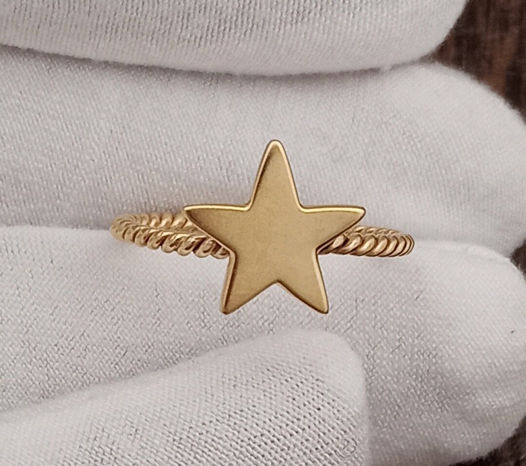 Star 22kt Gold Plated Brass Ring for Women Star Ring for Men - Etsy