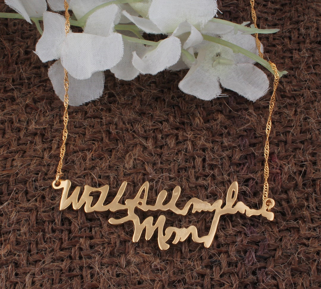 Memorial Signature 14kt Gold, Rose Gold & Silver Necklace Personalized ...