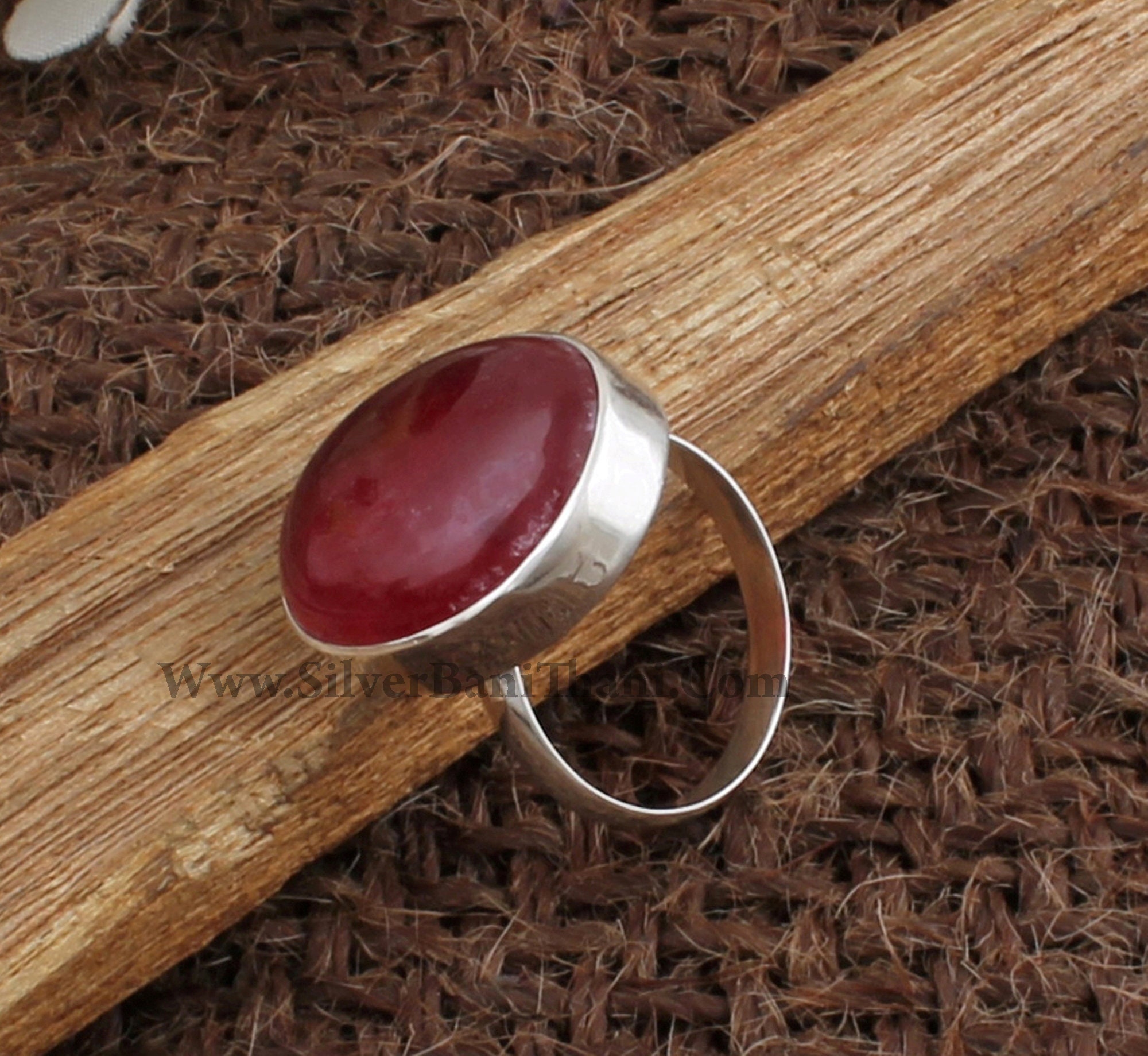 Red Jade Oval Shape Gemstone Silver Ring 925 Sterling Solid | Etsy