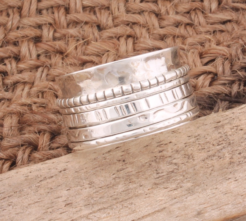 Hammered 925 Silver Spinner Ring Solid Sterling Silver 925 - Etsy